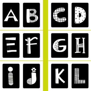 Black and White Flashcards With Happy Alphabet, Sensory Black and White ...
