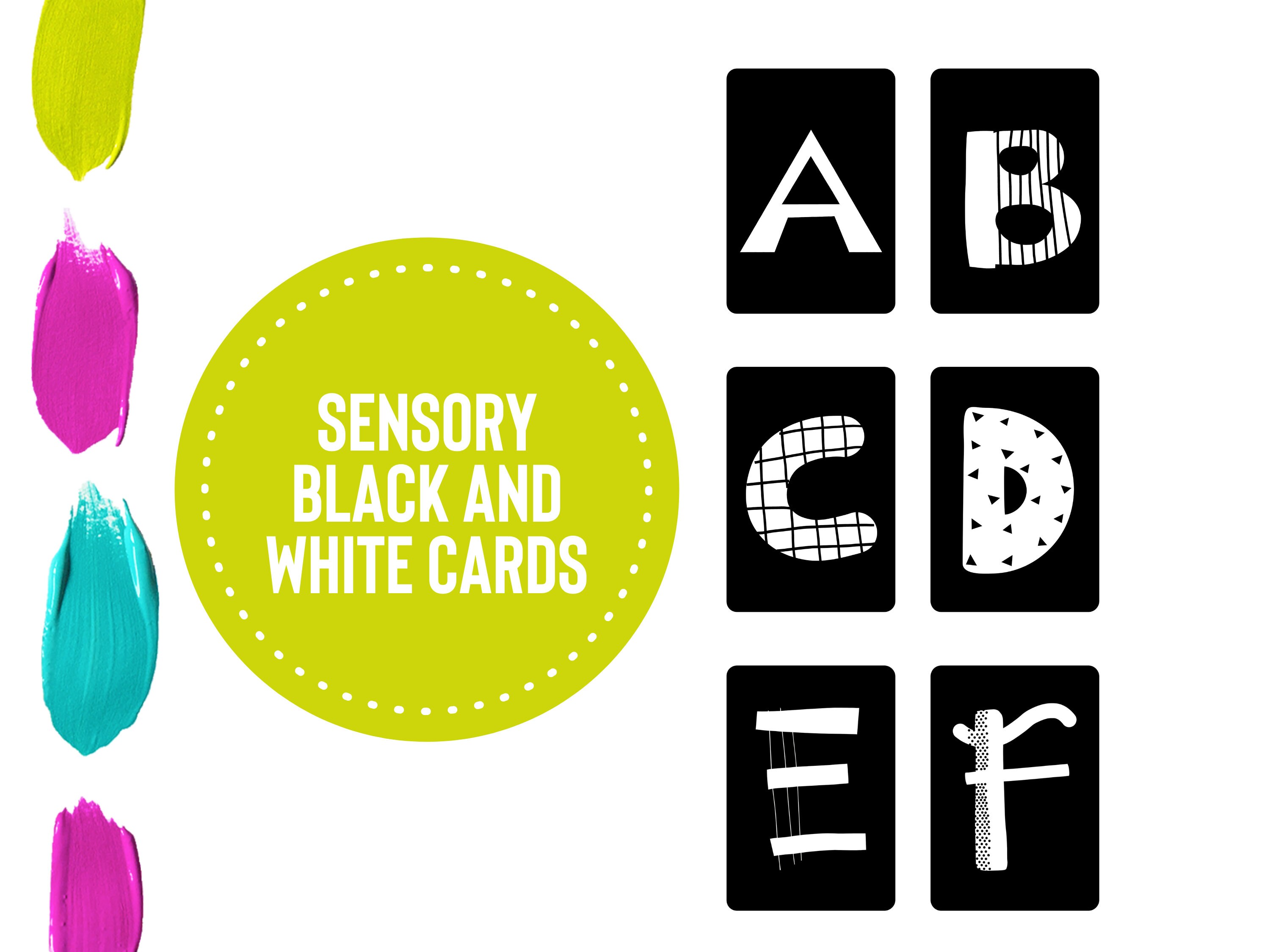Black and White Flashcards With Happy Alphabet, Sensory Black and White ...