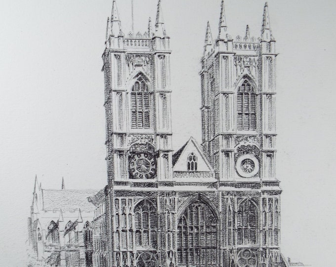 Original Pencil Drawing, Westminster Abbey, Late 20th Century, Artist ...