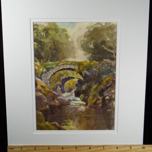 Original Watercolour, 'stone Bridge Over the River', C1940, Unknown ...