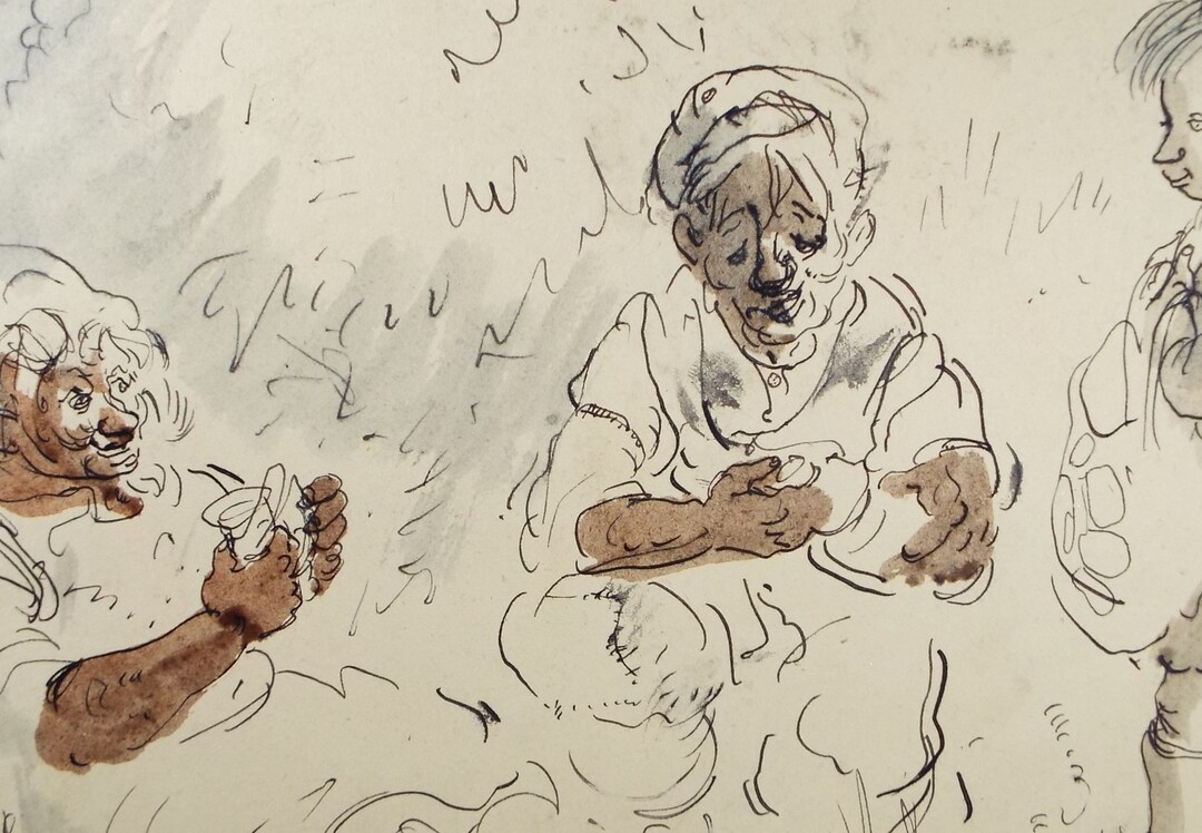 Original Watercolour, 'two Women With Child', Circa 1950's, William D ...