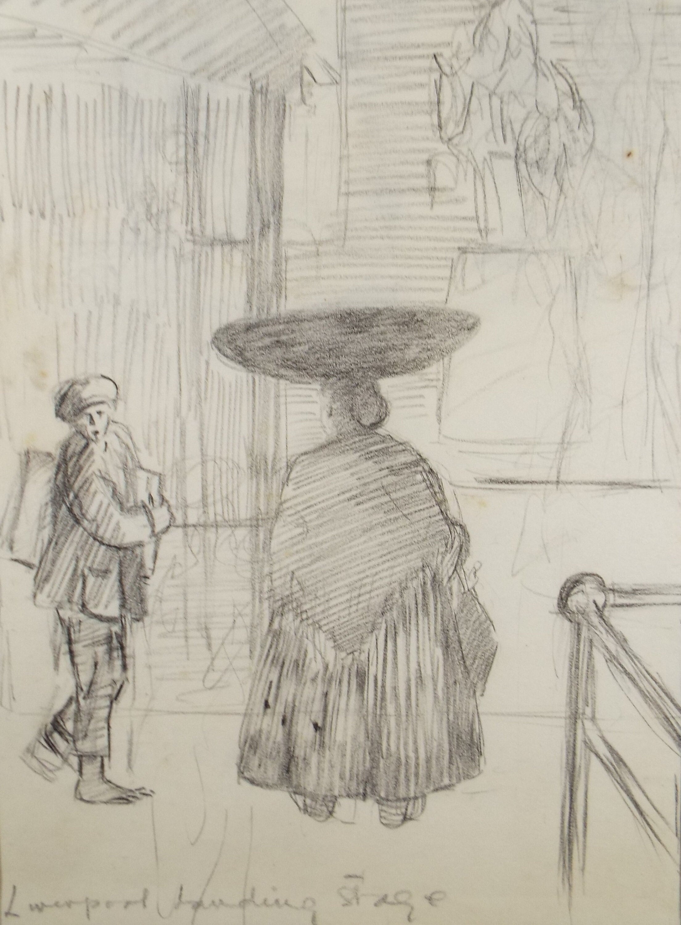 Original Pencil Drawing, 'liverpool Landing Stage', Circa 1920's, Hilda ...