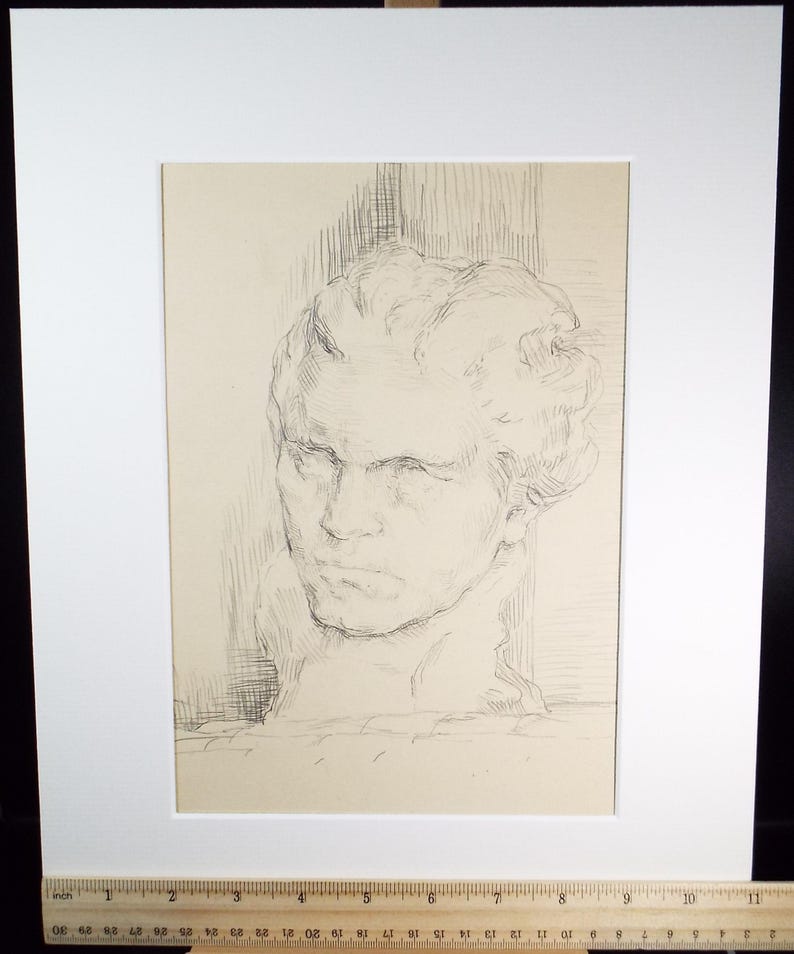 Original Pencil Sketch,'classical Head', Circa 1940's, Hilda Burford ...