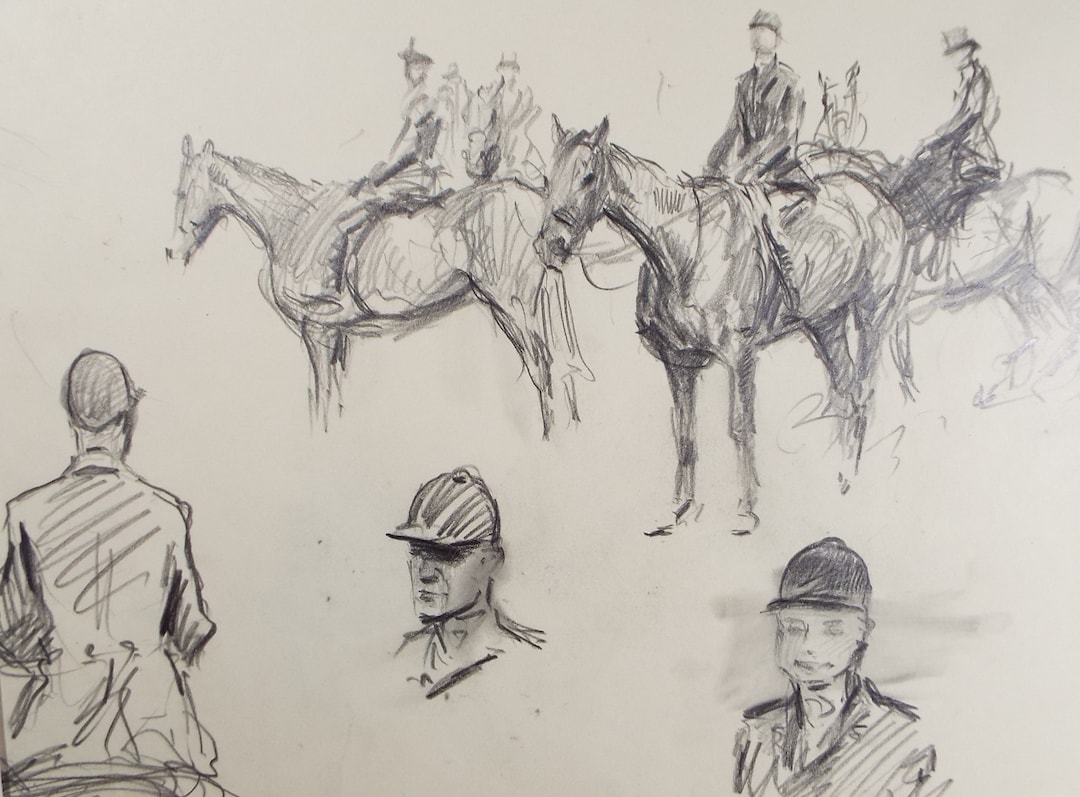 Original Pencil Sketch, Michael Lyne 1912-1989, 'hunter Study', Mid ...