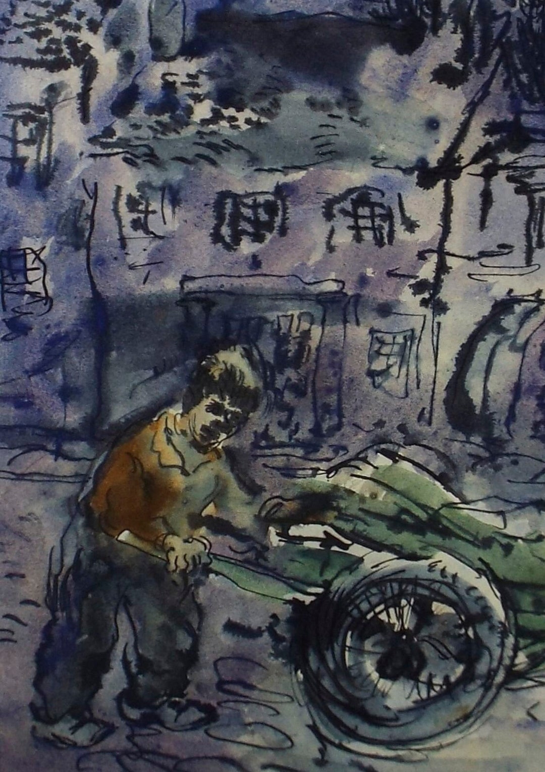 Original Watercolour, 'figure With Cart', Circa 1950's, William D Clyne ...