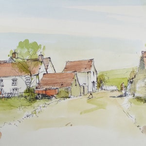 Original Watercolour & Ink, 'farm Buildings', C1990's, Artist Unknown ...
