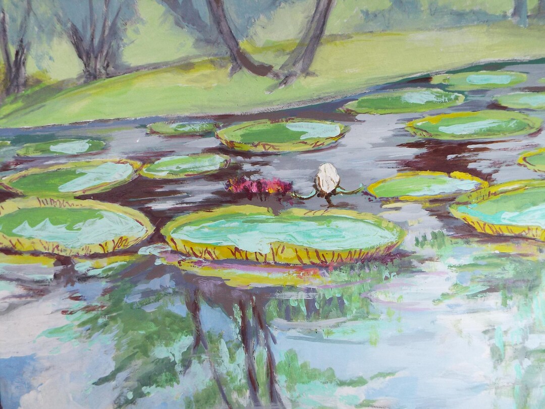Original Watercolour & Gouache, 'water Lilies', Ivy T. Attwell (20th ...