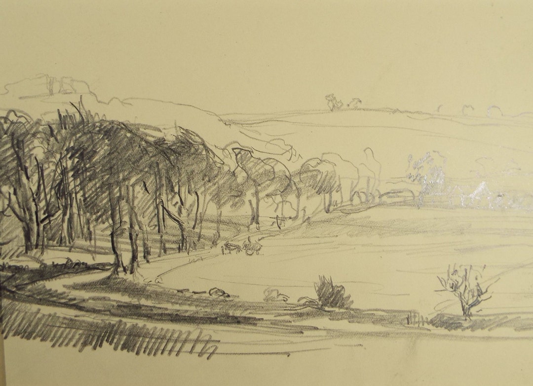Original Pencil Drawing, 'tree Lined Lane'', Circa 1920's, Nan C ...