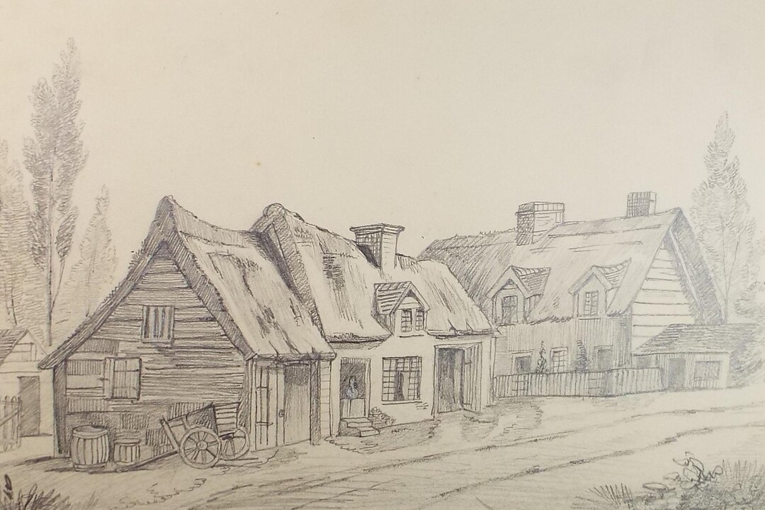 Original Pencil Drawing, 'country Cottage', Mid 19th Century, Artist ...