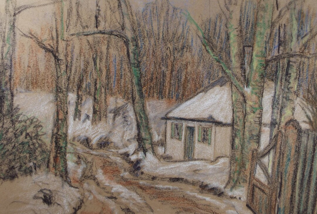 Original Pastel on Paper, 'cottage in the Woods', Circa 1940's, Hilda ...