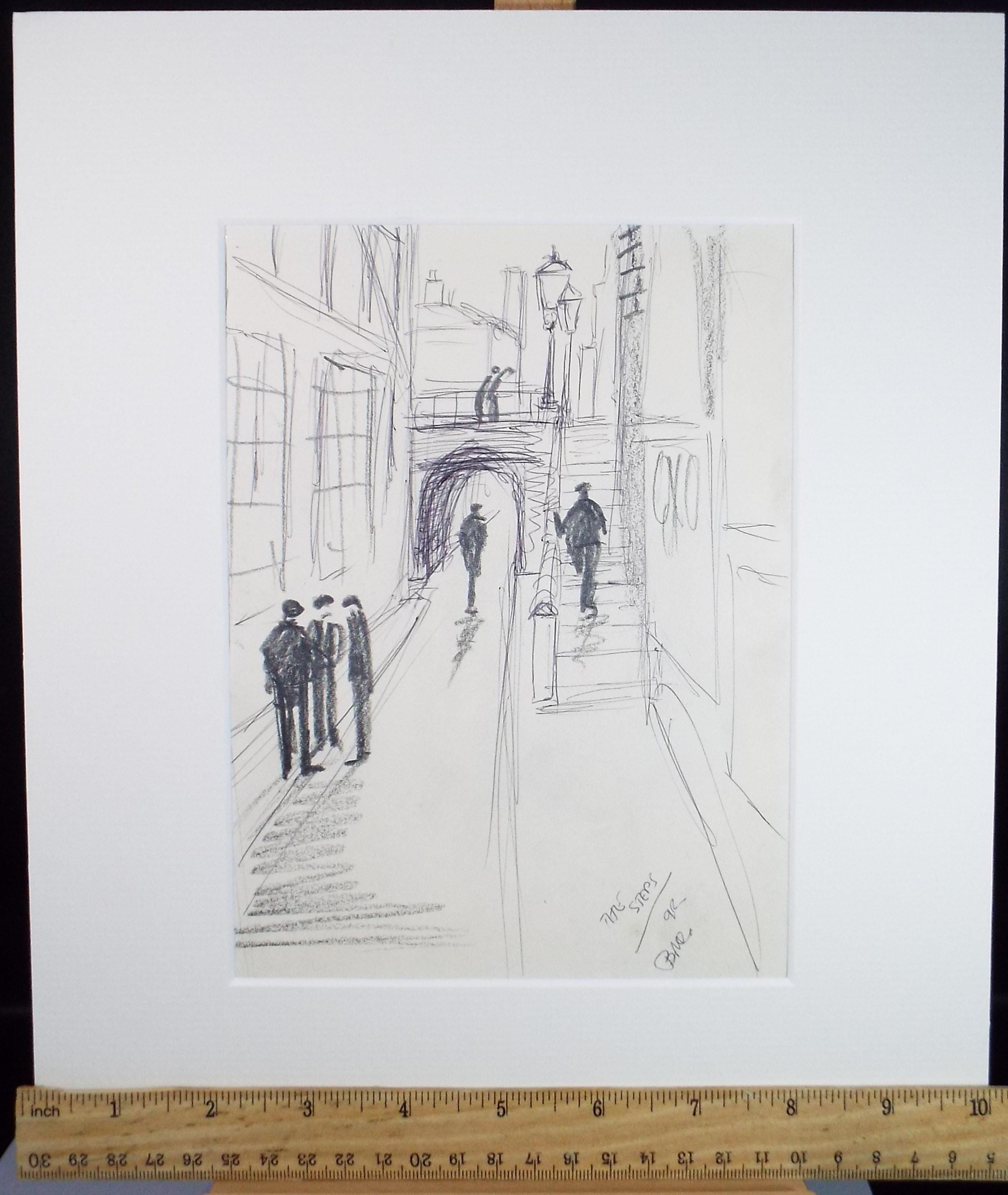 Pencil & Ink Drawing, 'on the Dole', Bernard Mcmullen (1952-2015) - Etsy UK