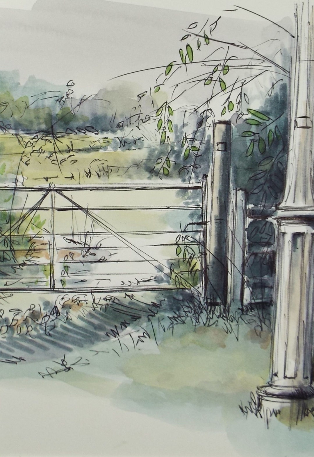 Original Watercolour & Ink, 'old Lamp Post, Littleton', Dated 1993 ...