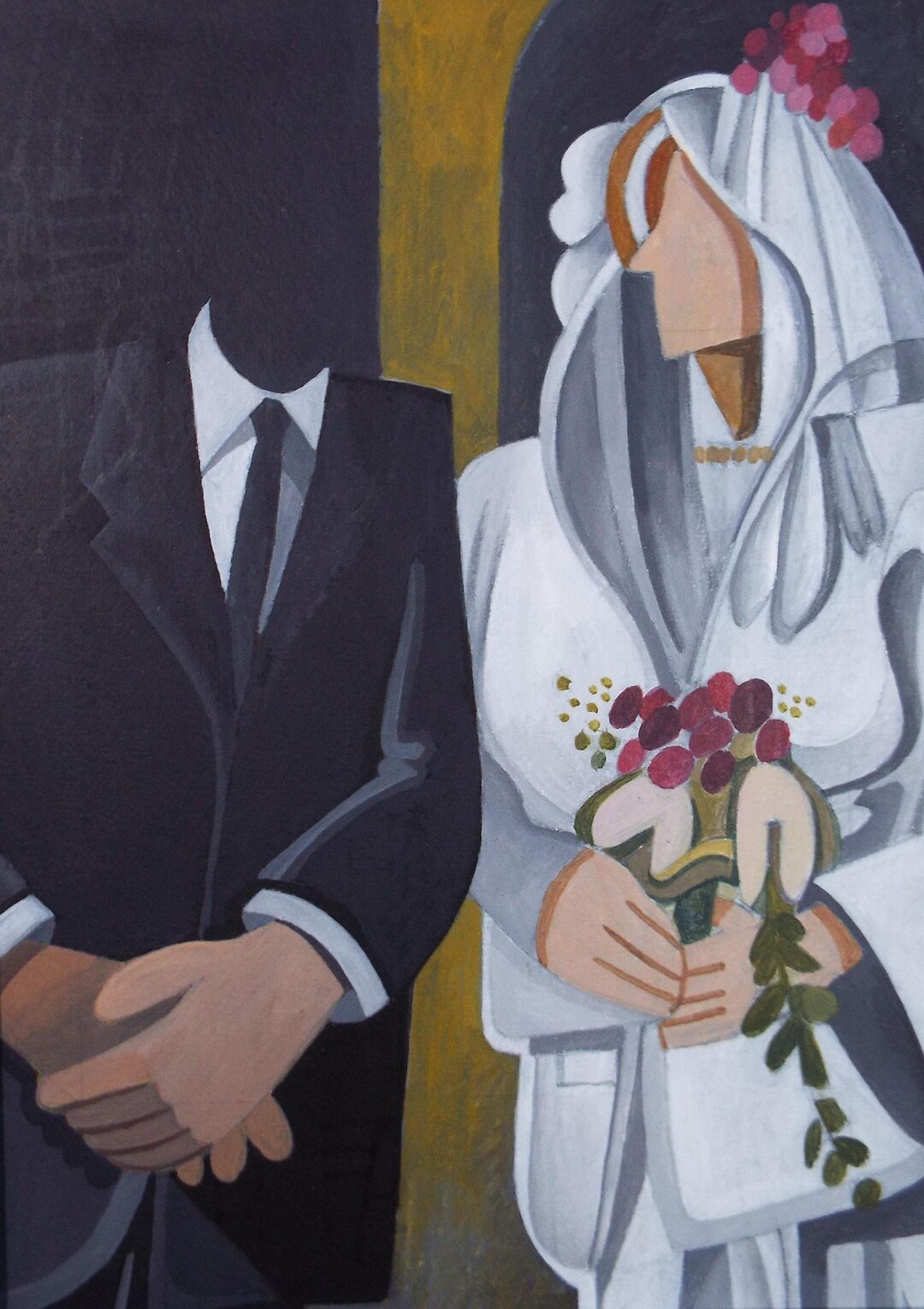 Original Watercolour Gouache , 'bride & Groom', Colin Fifield (1940 ...