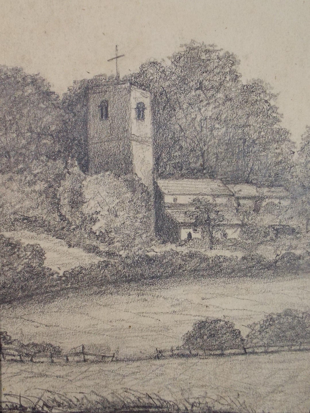 Original Pencil Drawing , 'eaton Church', Circa 1870's, Artist Unknown ...