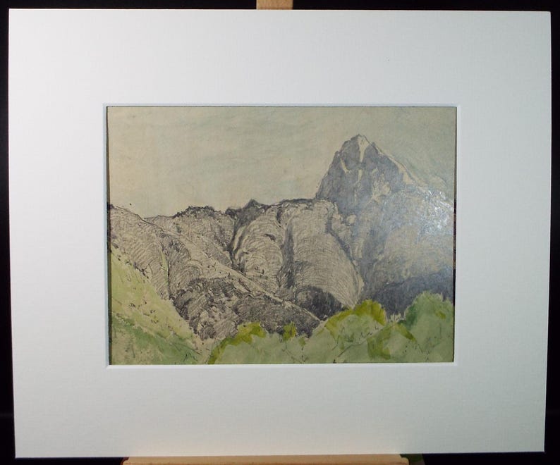 Original Pencil Drawing 'mountain View', Artist Unknown, Dated 1940 - Etsy