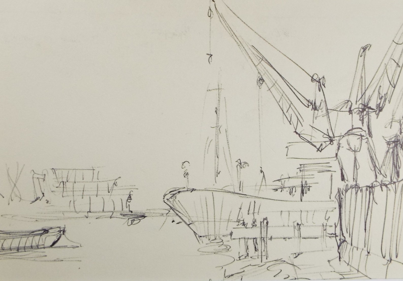 Original Pen & Ink Drawing, 'the Quayside', Hugh Mckenzie (1909-2005 ...