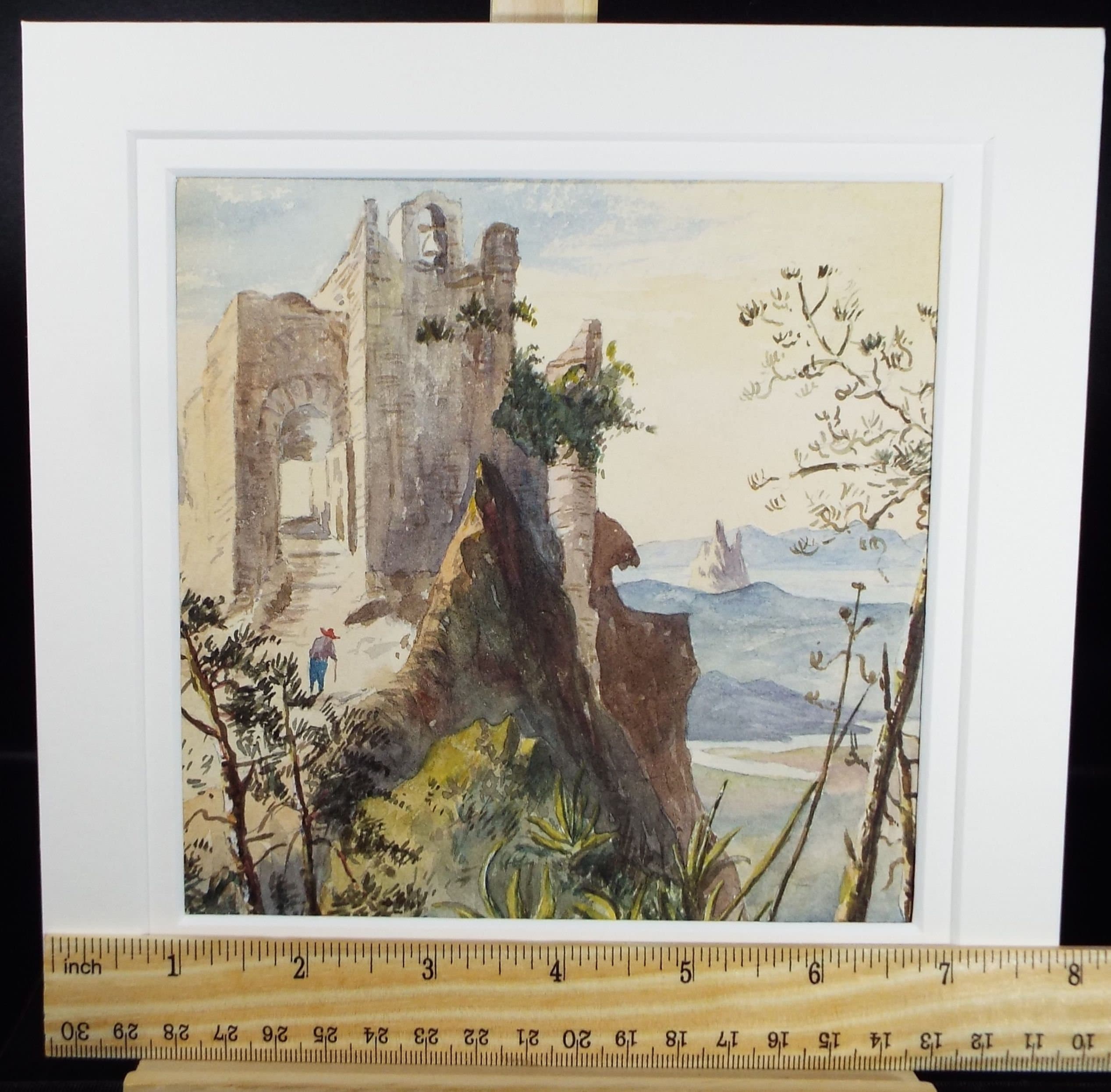 Original Watercolour, 'hilltop Bell Tower', Unknown Artist Late 19th ...