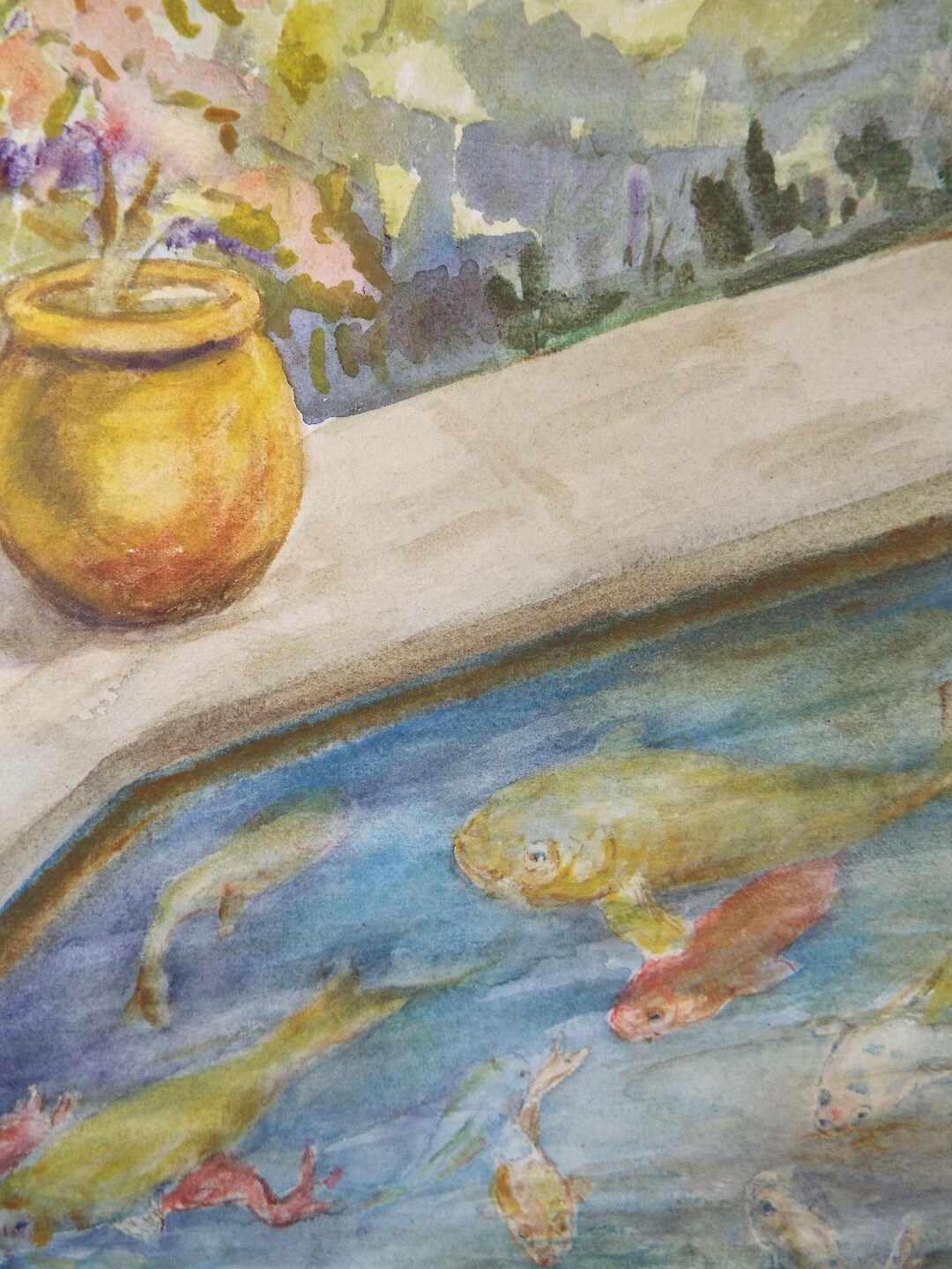 Original Watercolour 'koi Carp', Circa 1980's,artist Unknown - Etsy