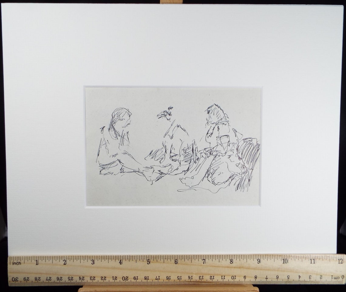 Original Pen & Ink Drawing, 'group of Figures', Hugh Mckenzie (1909 ...