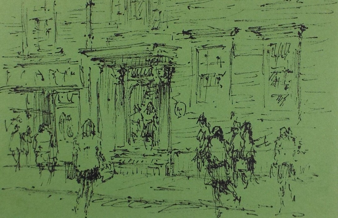 Original Pen & Ink Drawing, 'street Scene With Figures', Hugh Mckenzie ...