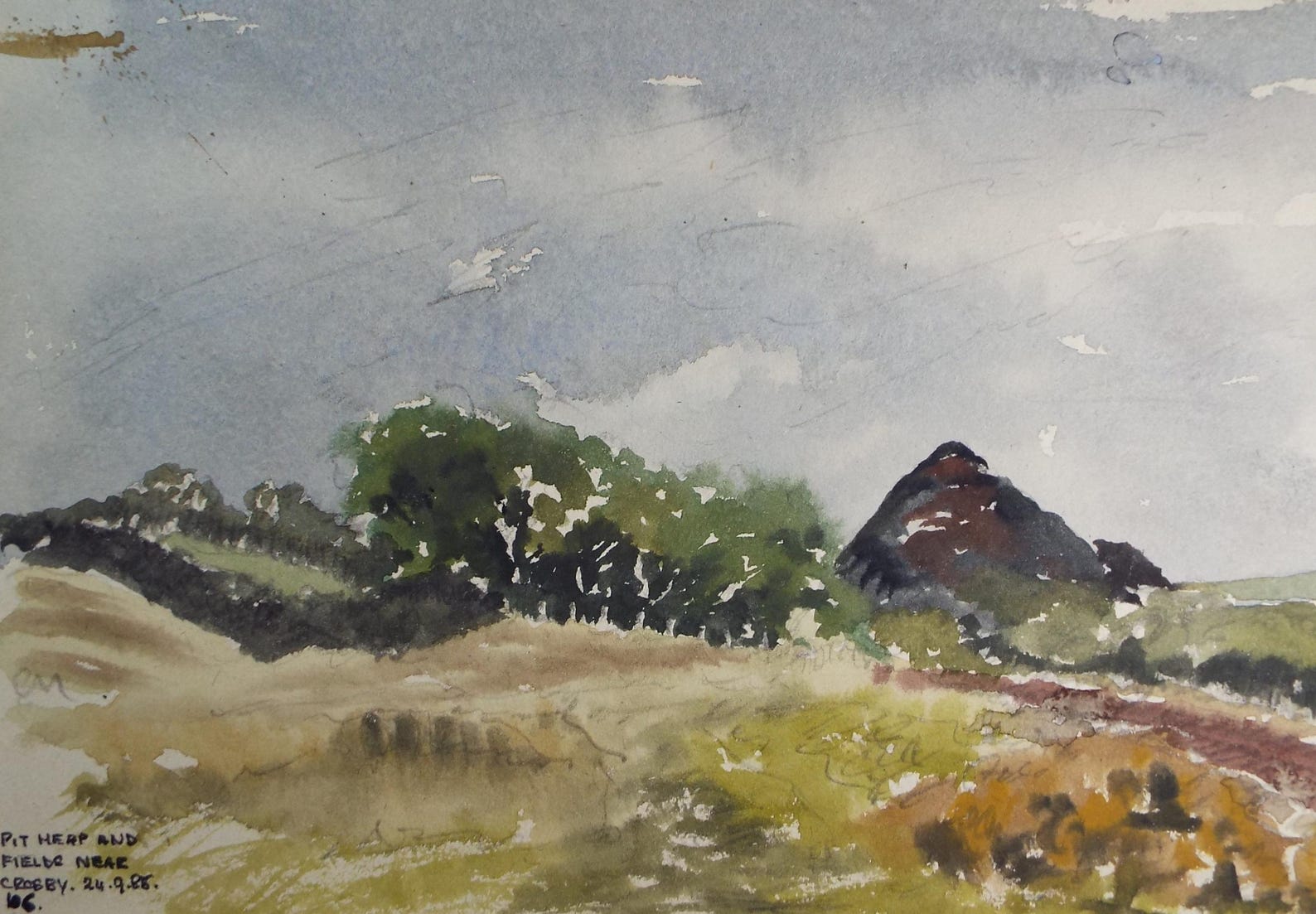 Original Watercolour, 'pit Heap, Near Crosby', Artist Unknown, Dated ...
