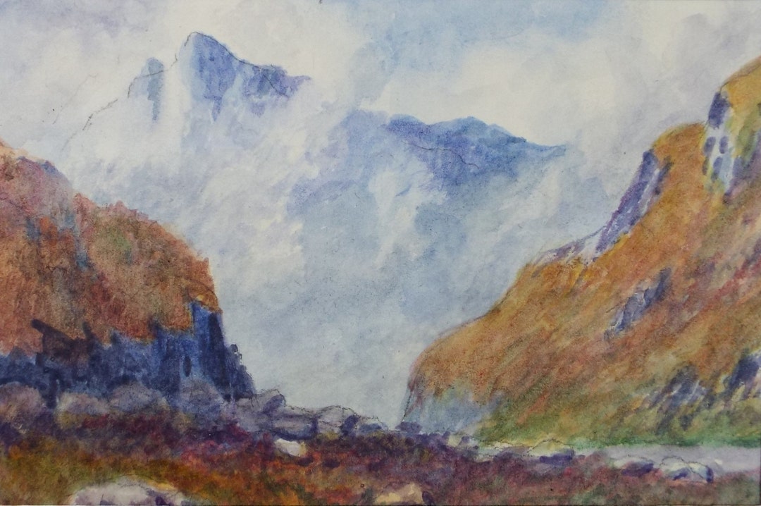 Original Watercolour, 'mountains, North Wales, Edwin Brown (1845-1936 ...
