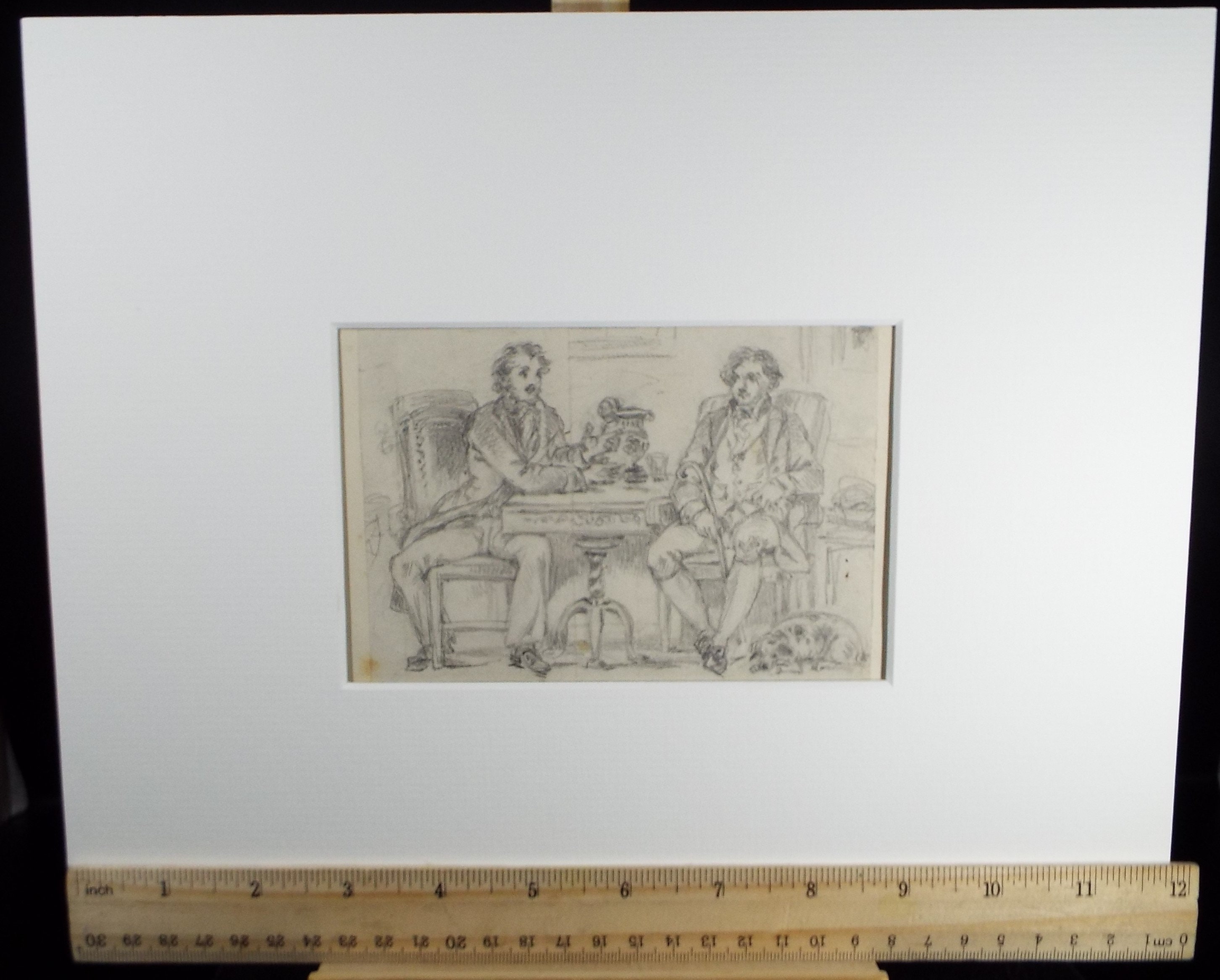 Original Pencil Drawing 'figures at a Table' John - Etsy