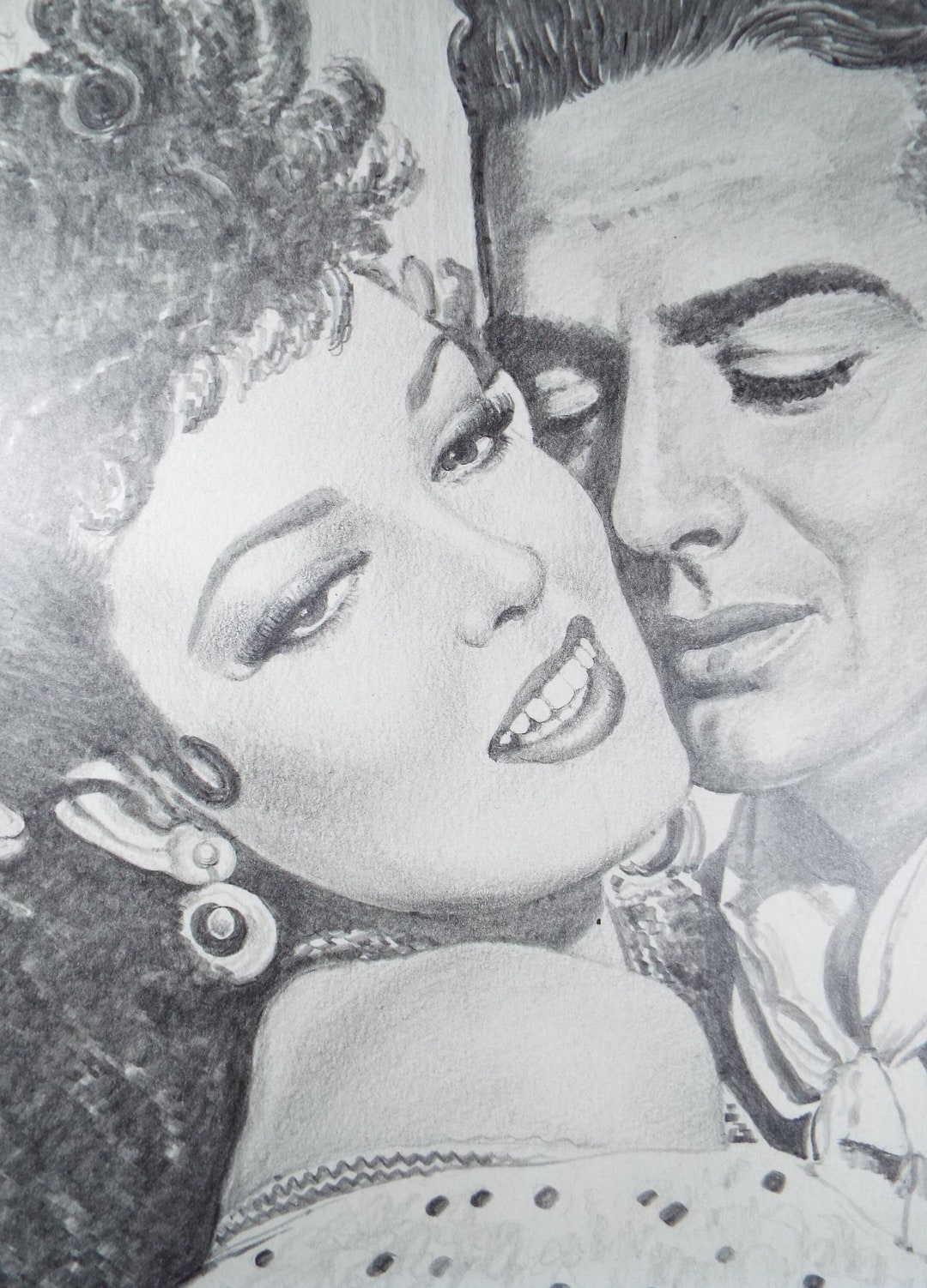 Original Pencil Drawing, 'victor Mature & Linda Darnell', Albert ...