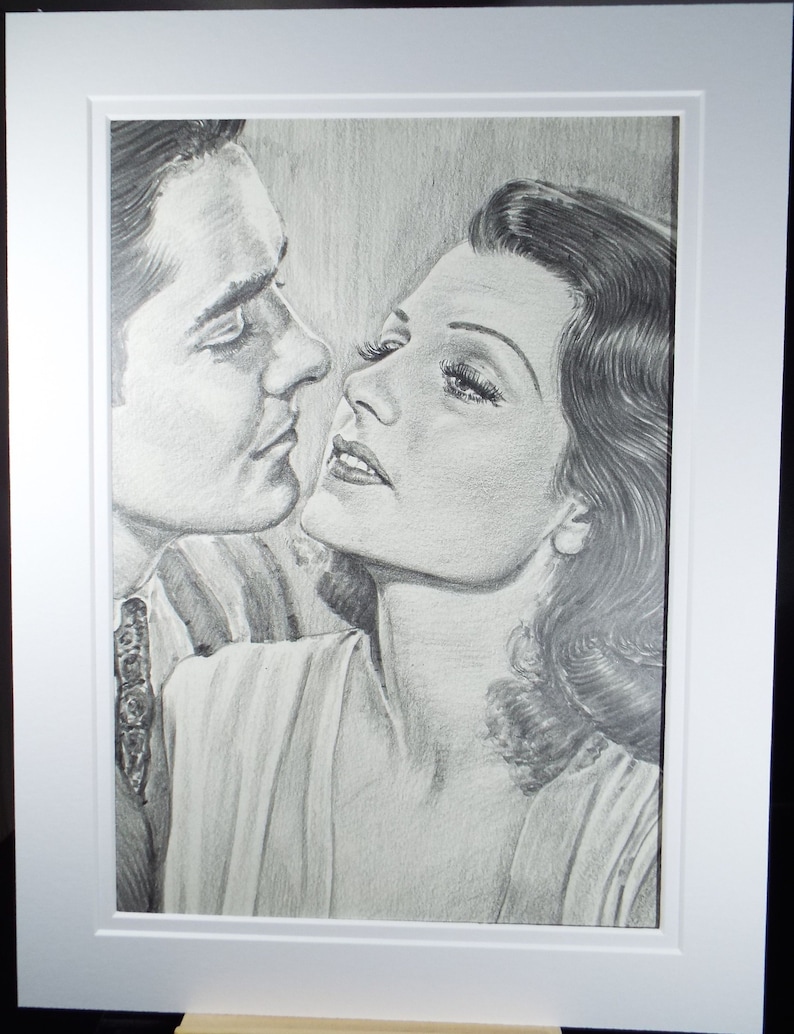 Original Pencil Drawing 'tyrone Power & Linda - Etsy