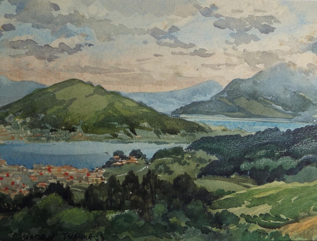 Original Watercolour, 'continental Coastal View', 1920's, Harry Thomas ...