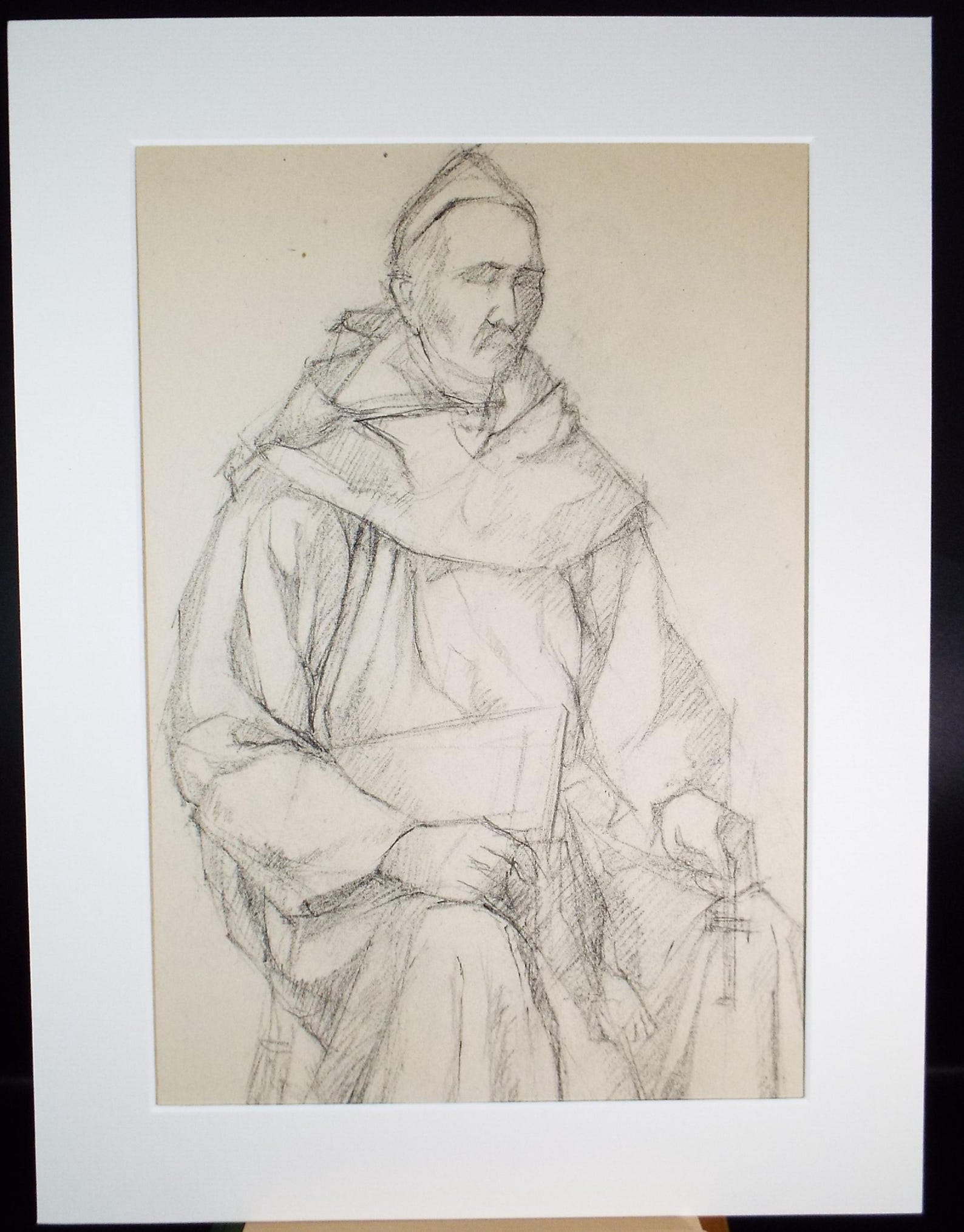 Pencil Drawing 'seated Priest', C1950s, C.D. Finley - Etsy