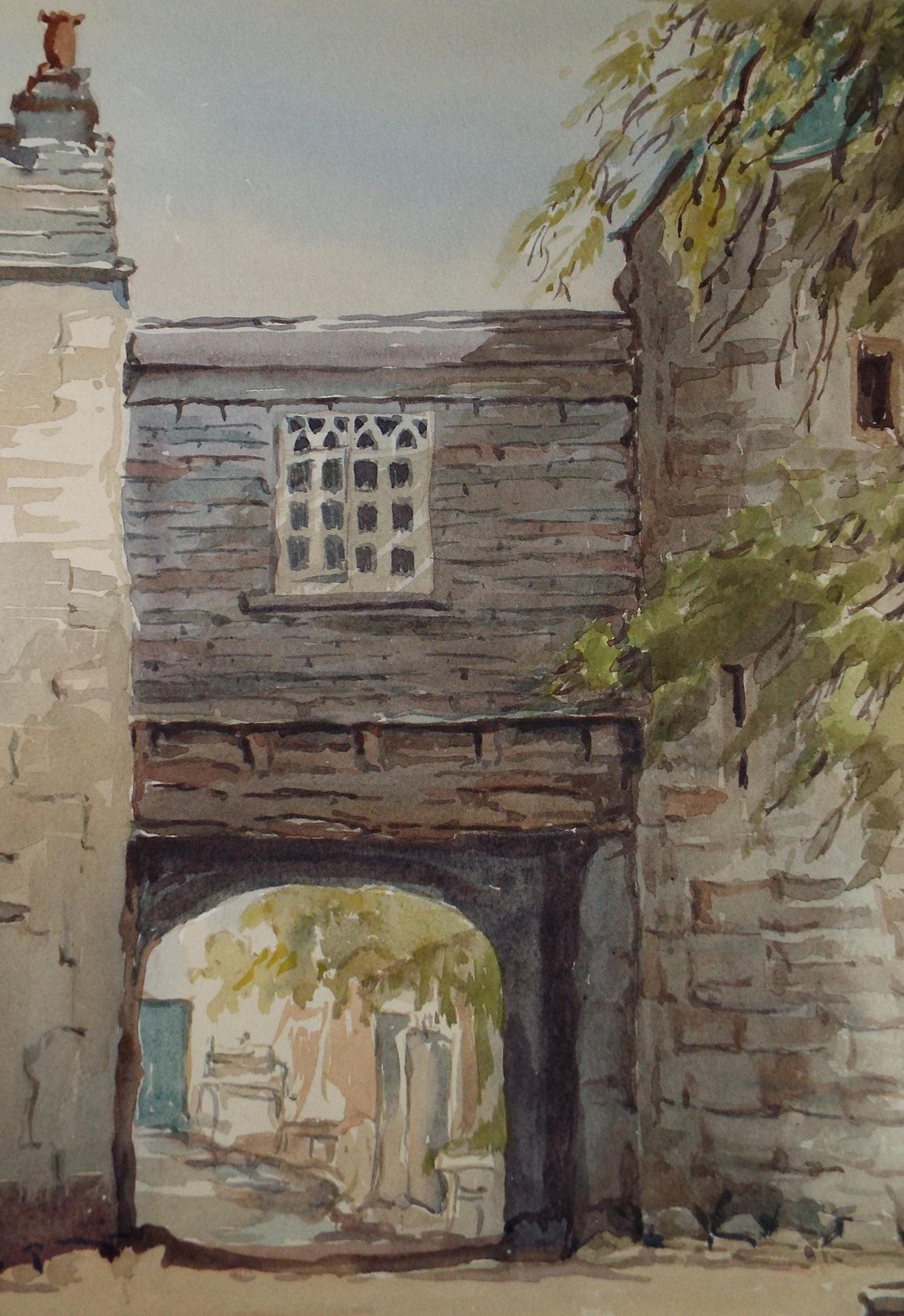 Original Watercolour, 'abbey Entrance', Gwen Rayner, C1970's - Etsy