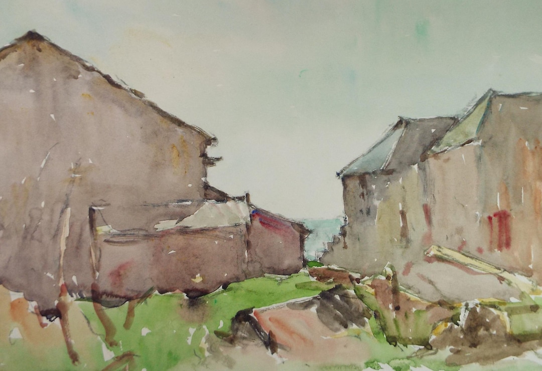 Original Watercolour, 'cornish Landscape View', Circa 1950's , George ...