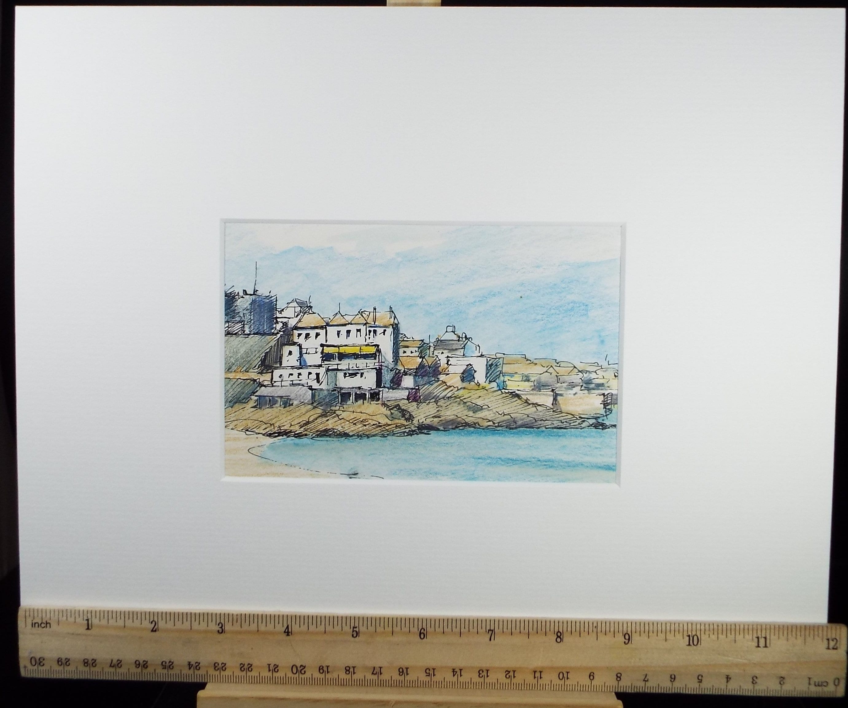 Original Pencil Drawing 'coastal Town', Circa 1980's ,artist Unknown - Etsy