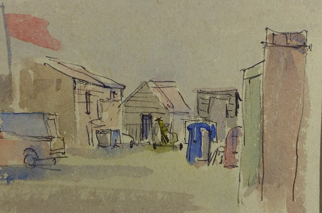 Original Watercolour & Ink Drawing, 'street Scene', Hugh Mckenzie (1909 ...