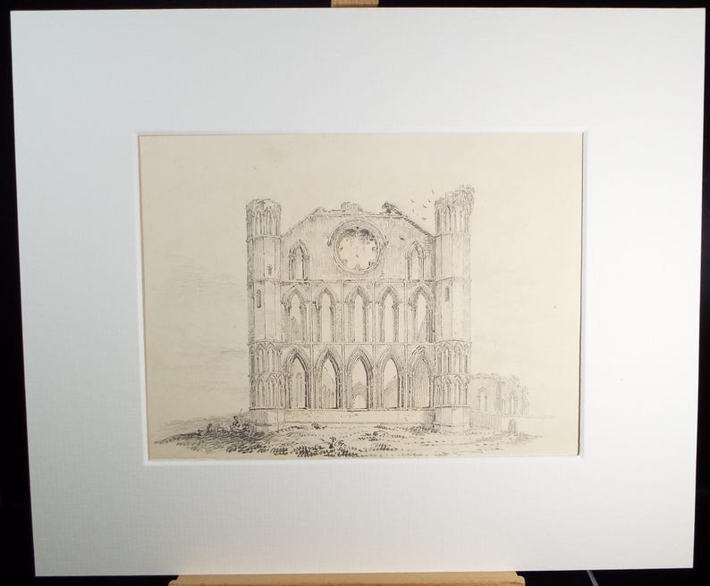 Original Pencil Drawing,'elgin Cathedral', Early 19th Century, Artist ...