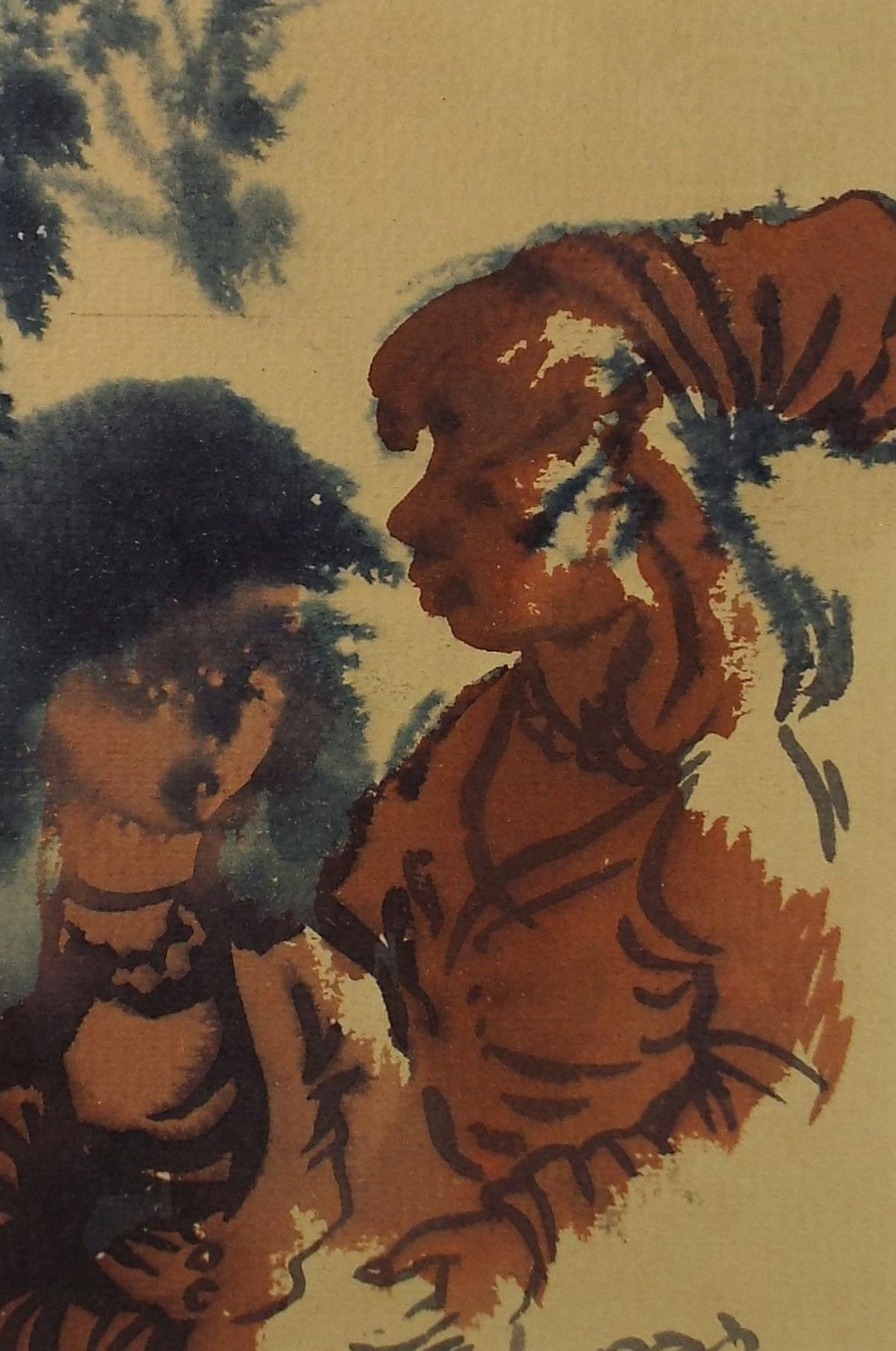 Original Watercolour, 'two Figures' 1950's, William D Clyne (1922-1981 ...