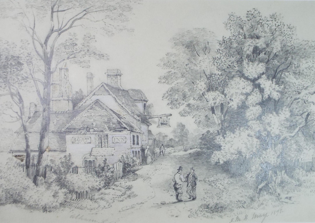 Pencil Drawing, 'cobham, Kent', Dated 1878, F.M.B. May - Etsy