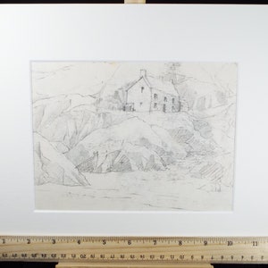 Original Pencil Drawing, 'clifftop Cottage', Circa 1990's , Artist ...