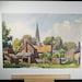 Original Watercolour on Paper, 'farm Buildings With Church Spire ...