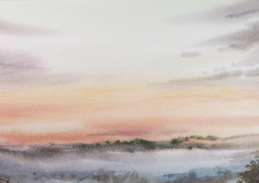 Original Watercolour, 'misty Sunrise', Gwen Rayner, C1970's - Etsy