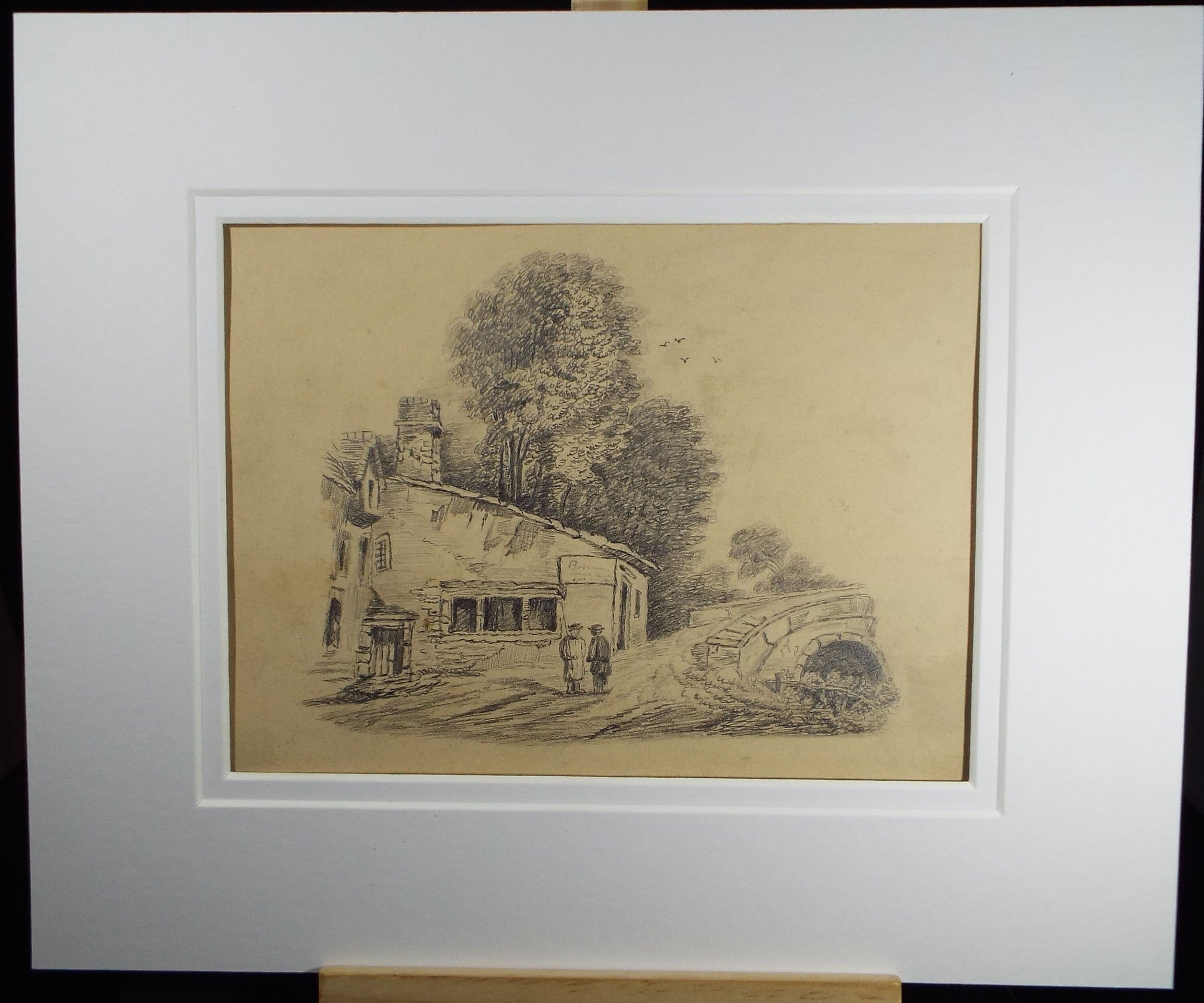 Original Pencil Drawing, 'figures by a Bridge', Late 19th Century ...