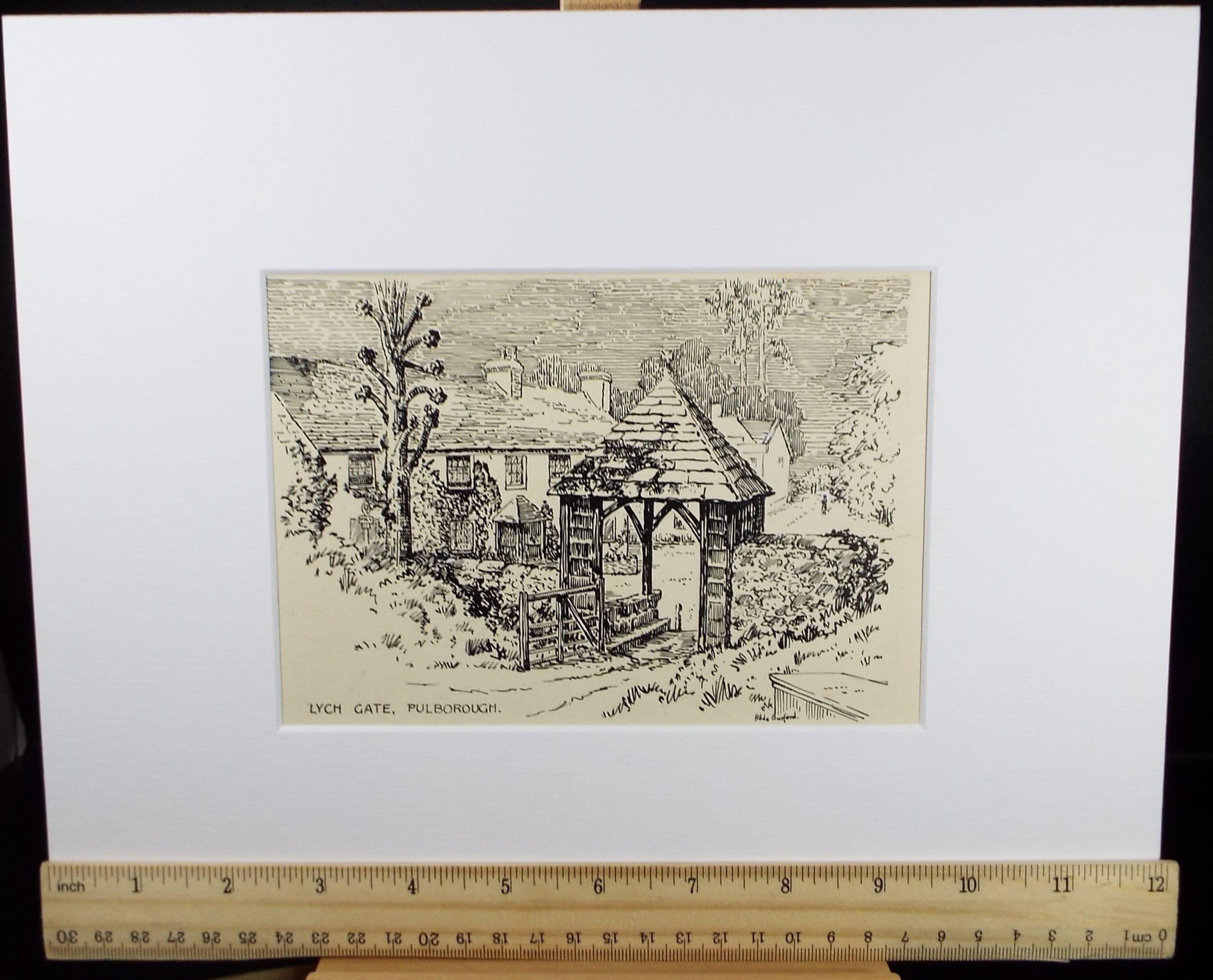 Original Pen & Ink Sketch,'lych Gate, Pulborough', Hilda Burford 1887 ...