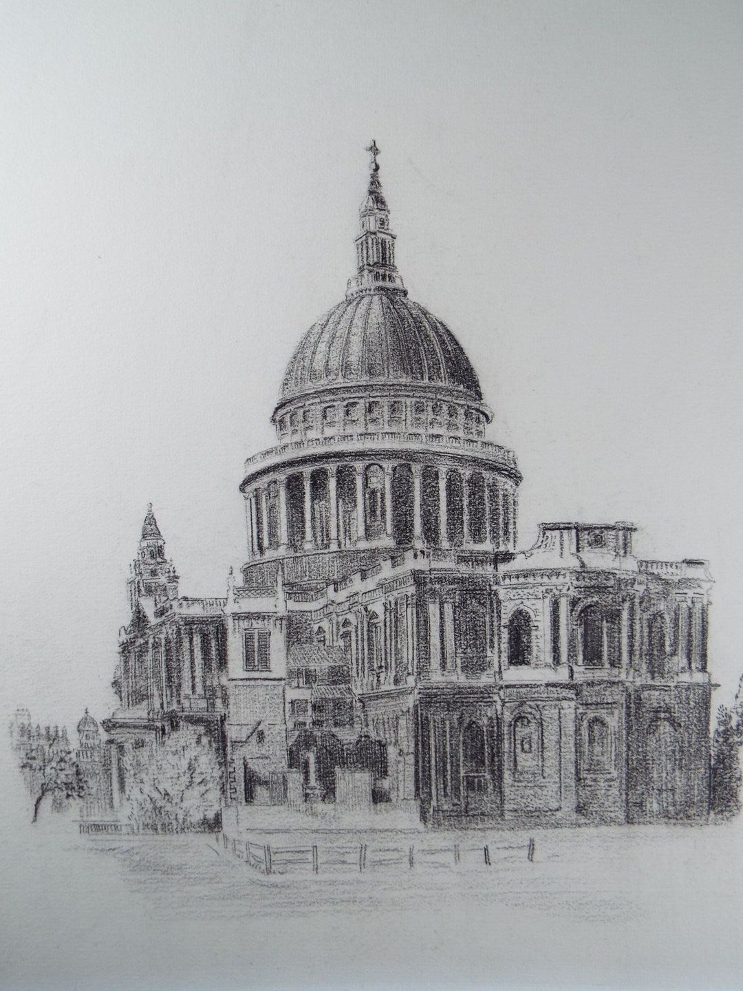 Original Pencil Drawing St. Paul's Cathedral Late 20th - Etsy