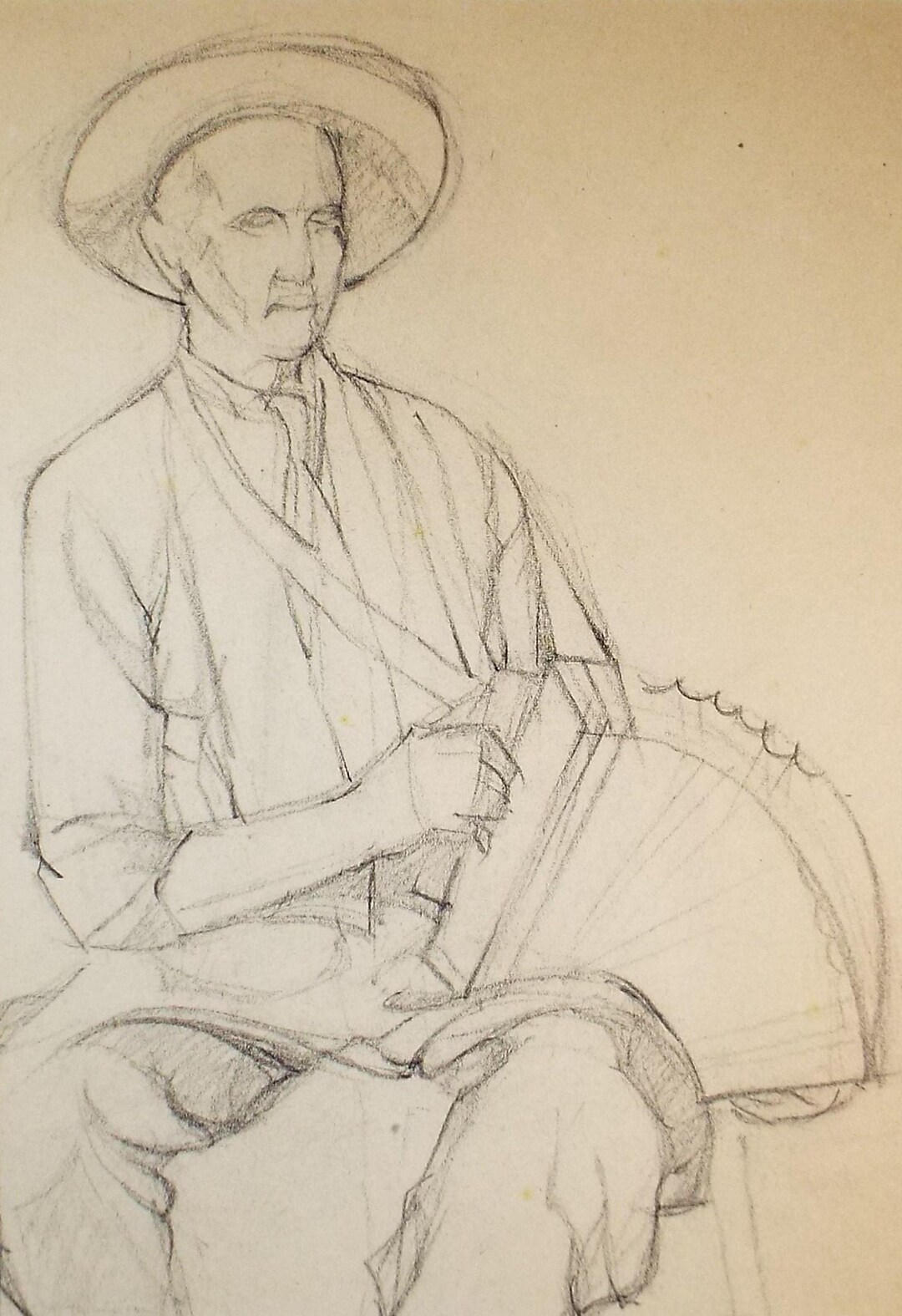 Pencil Drawing 'figure With an Accordion', C1950s, C.D. Finley - Etsy