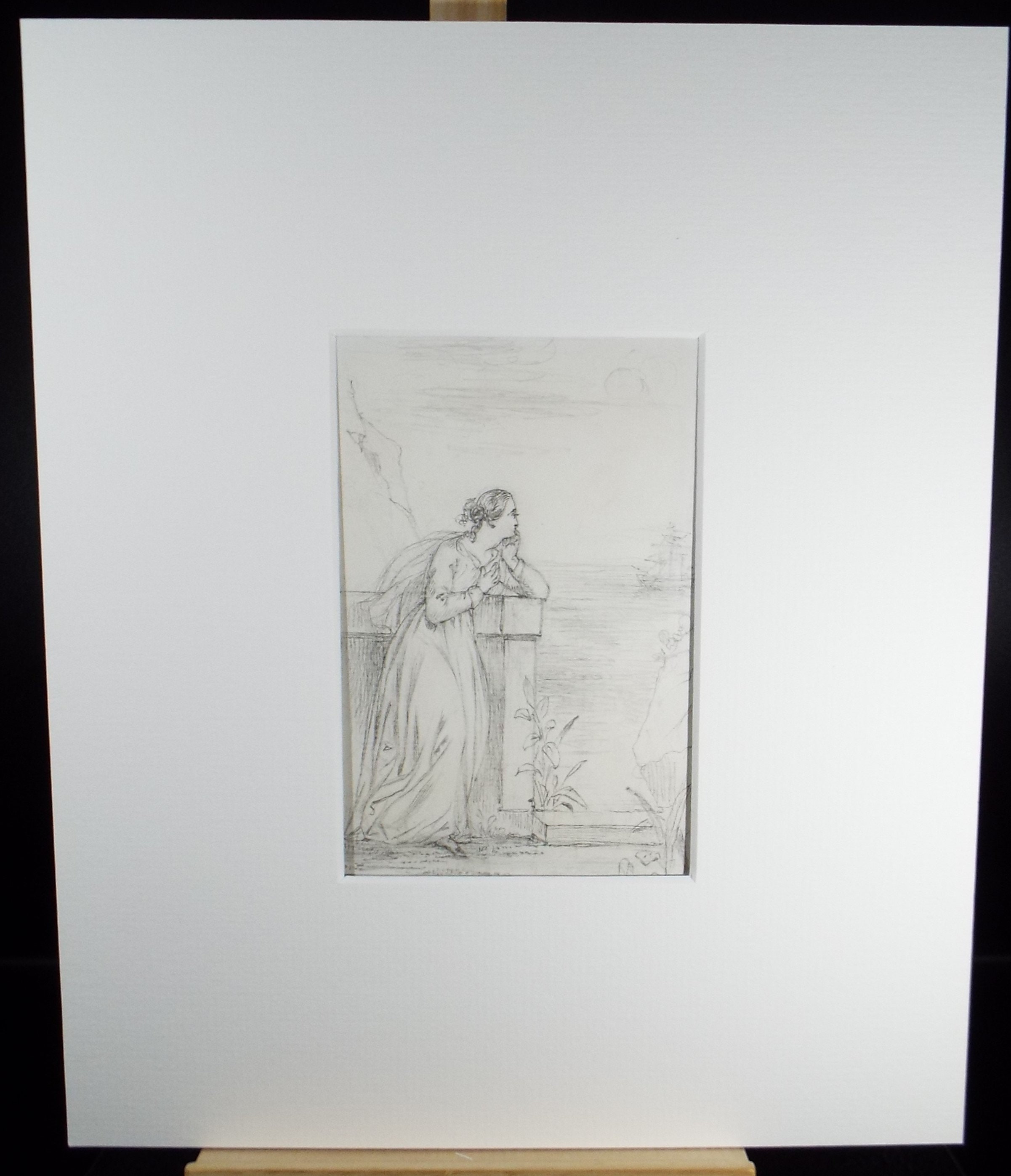 Original Pencil Drawing, 'pining for Her Sweetheart', John Wood (1801 ...