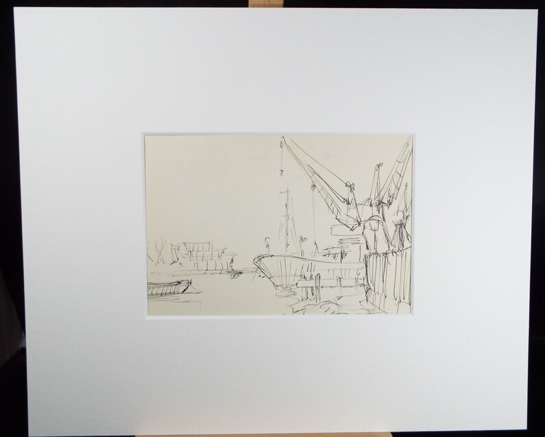 Original Pen & Ink Drawing, 'the Quayside', Hugh Mckenzie (1909-2005 ...