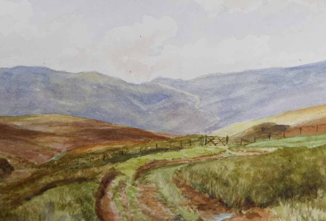 Original Watercolour Sketch, 'moorland Track' , C1910, Unknown Artist ...
