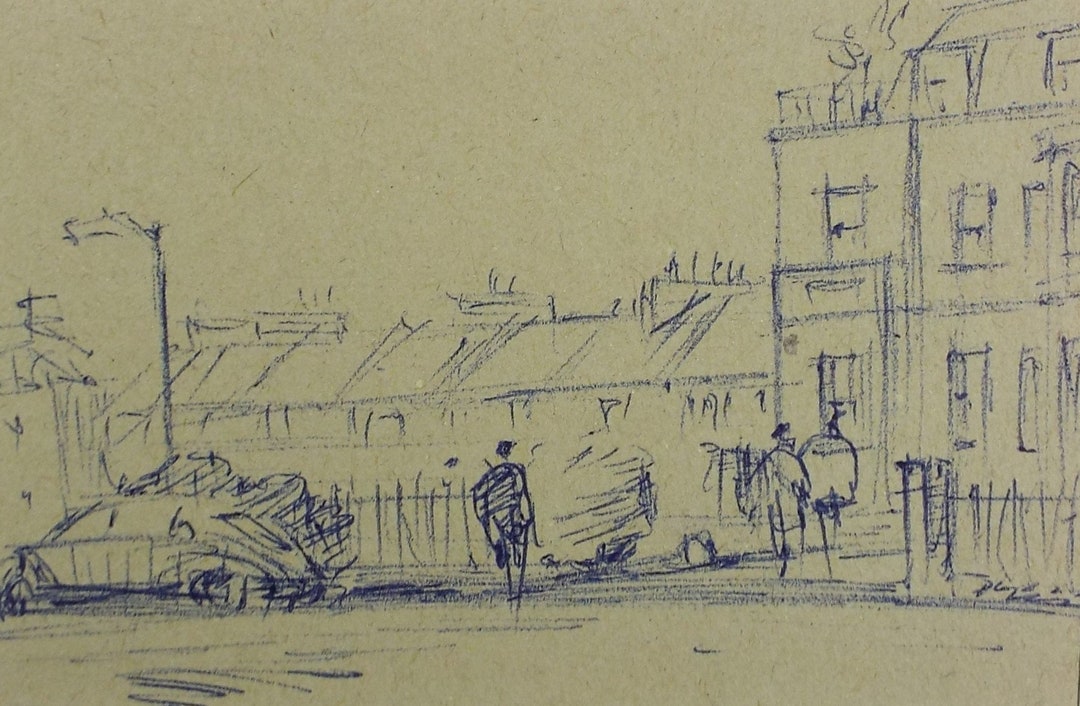 Original Ink Drawing, 'street Scene', Hugh Mckenzie (1909-2005), Mid ...