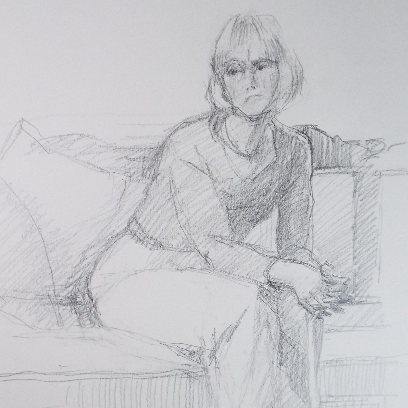 Original Pencil Drawing, 'seated Woman', Pauline Plummer (b1933), Circa ...